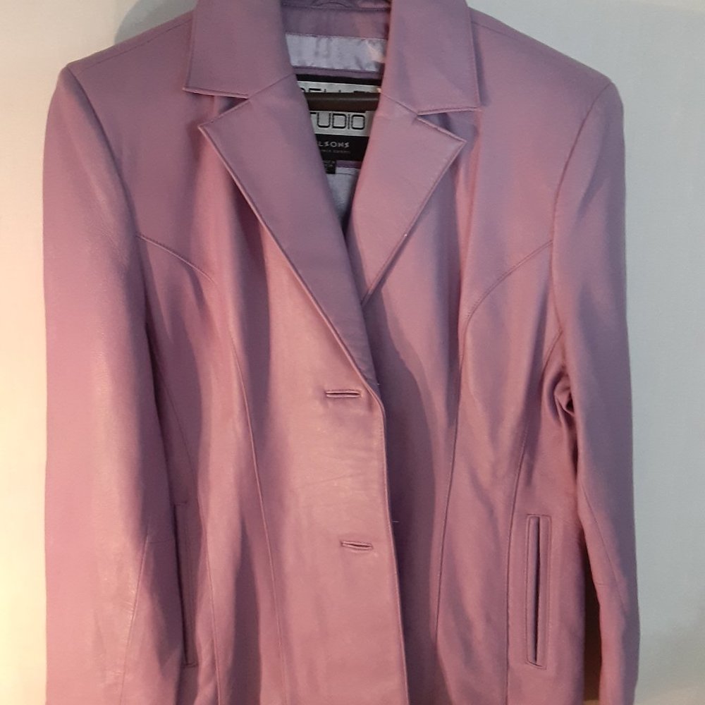 Wilson Buttery Soft Lavender Leather Jacket Size L Pr… - Gem